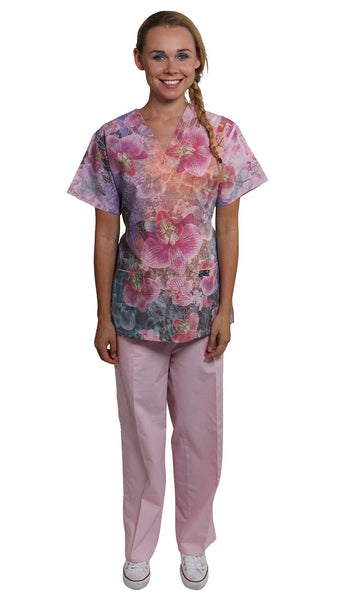 Women’s 5-Pocket Rose Orchid Scrubs Set – Dress A Med