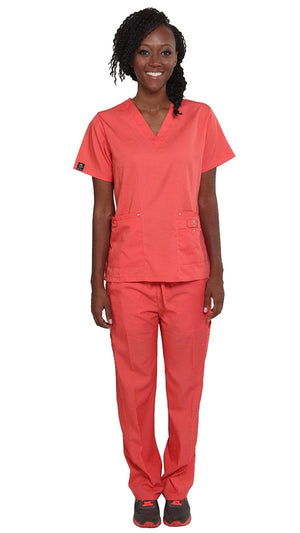 Dress A Med Women's 11 Pocket Stretch Slim Fit Scrubs